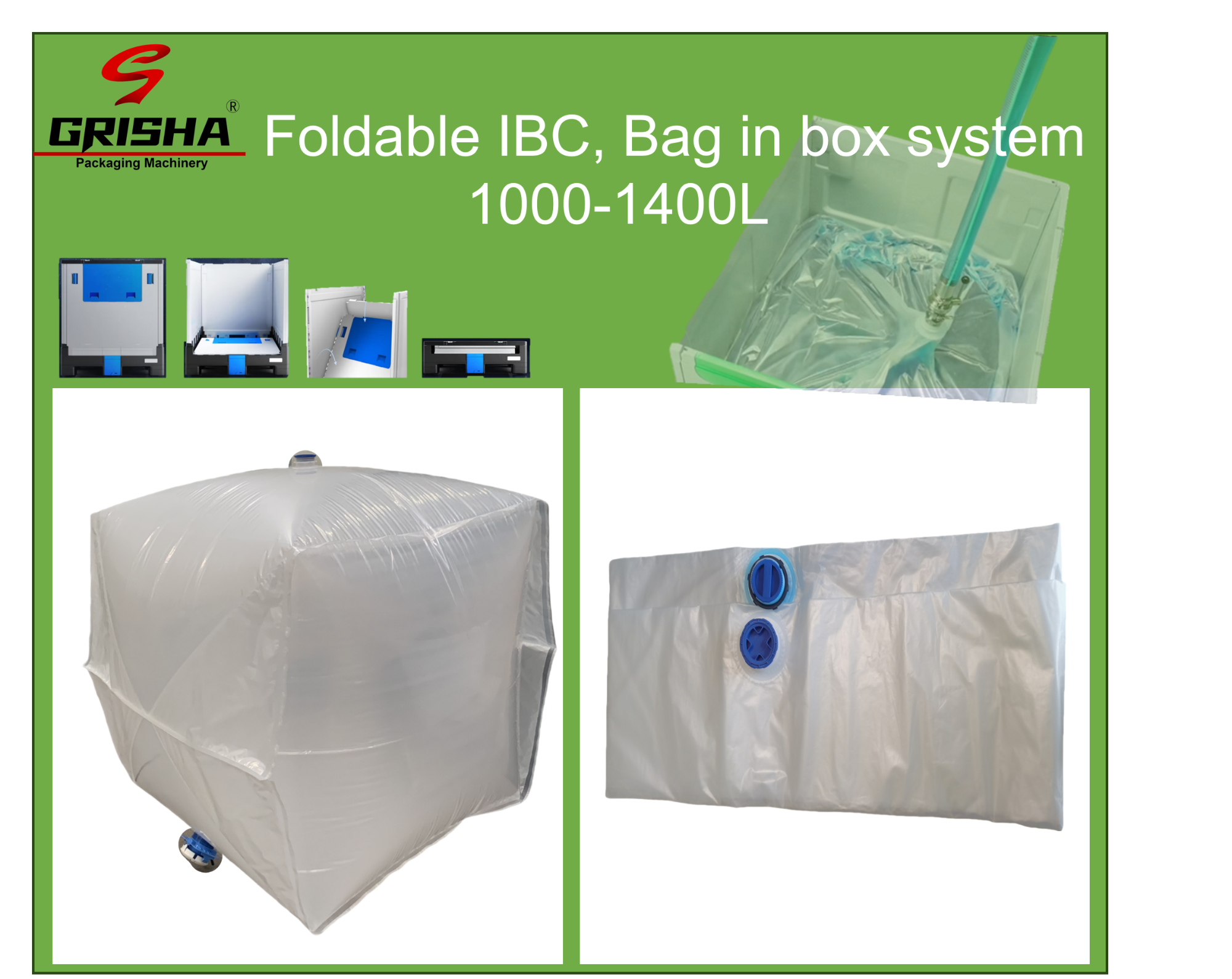 Liners for Bulk Liquid Containers/Bag in box system/From 500 to 1400 Liters