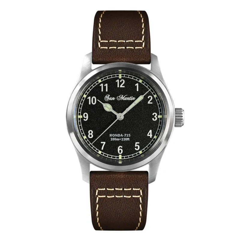 San Martin 37mm Pilot Watch with RONDA 715 Quartz Movement SN0034