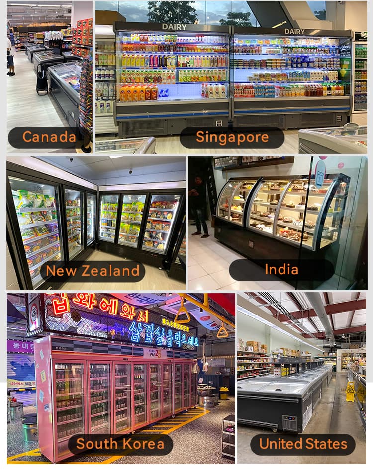 Commercial Glass Door Freezer Multideck Frozen Food Display Fridge,