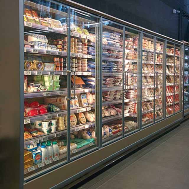 Commercial Glass Door Freezer Multideck Frozen Food Display Fridge,