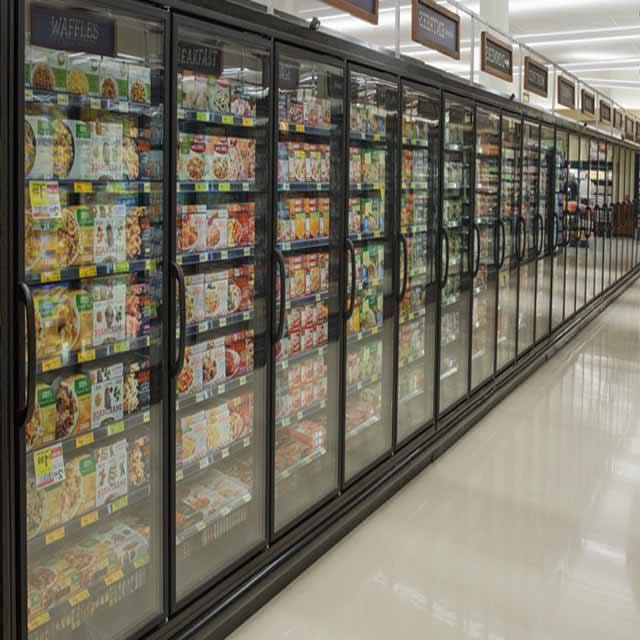 Commercial Glass Door Freezer Multideck Frozen Food Display Fridge,