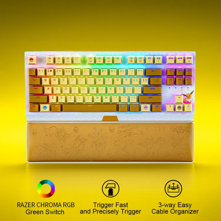 Razer x Pokémon Eevee Blackwidow TKL Wired Mechanical Keyboard Green Switch