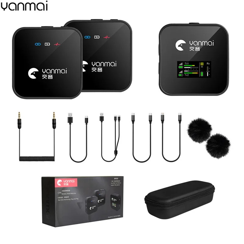 Yanmai GF525 Wireless Lavalier Microphone Bluetooth 2.4GHz Professional for GO PRO II Camera ...