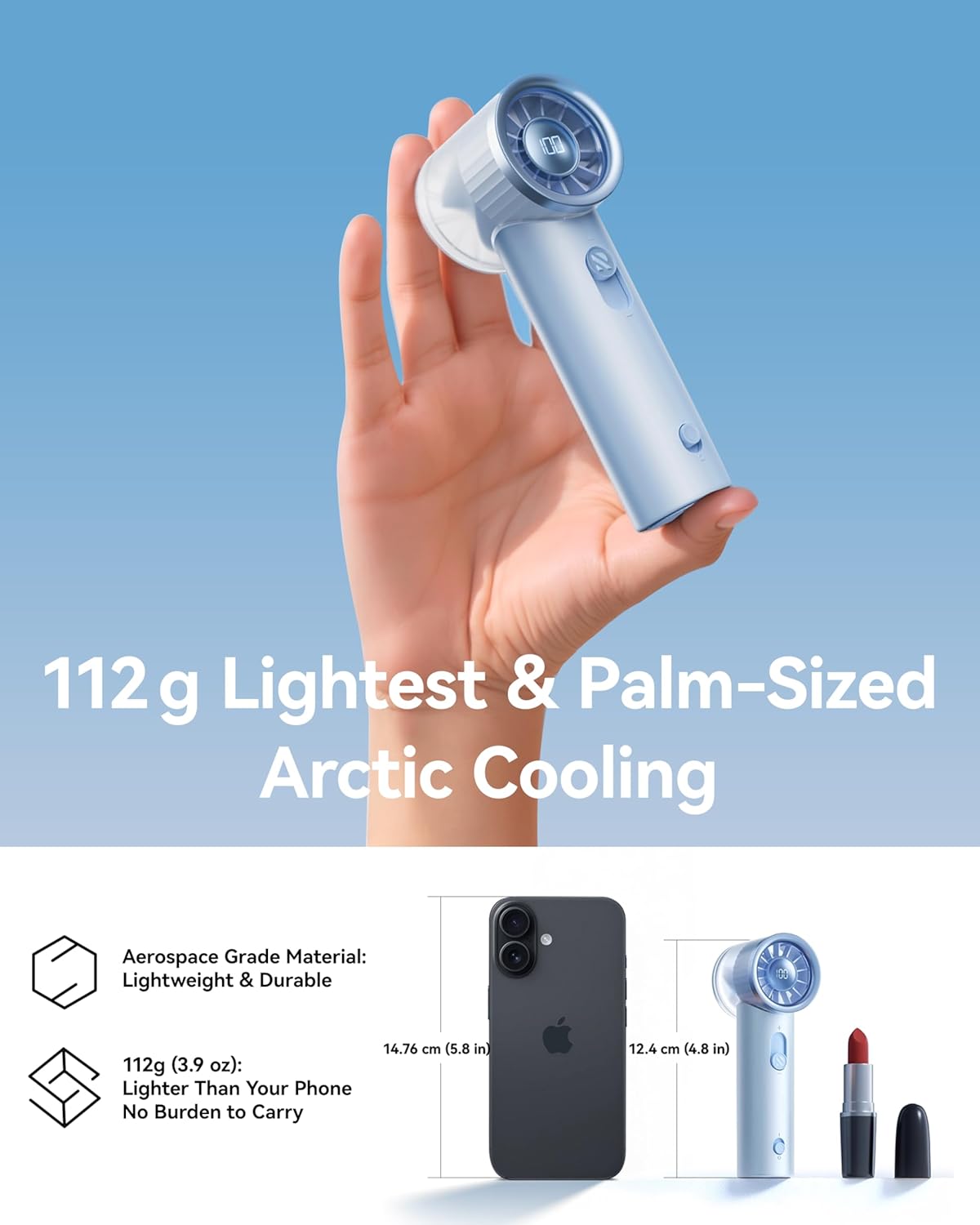 RANVOO Mini & Powerful Turbo 100 Speeds Cooling Handheld Fan