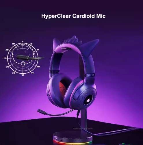 NEW Razer Pokemon Gengar Edition RGB Wired USB Gaming Headset ...