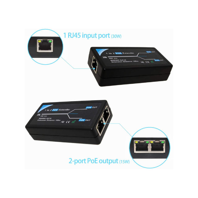 PoE Extender | VIS-AS-PoE Extender (1 in 2 out)