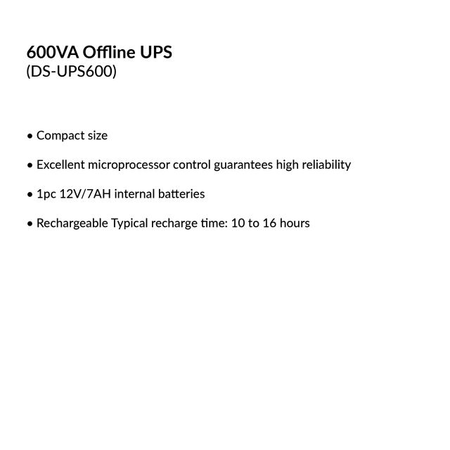 600VA Offline UPS | DS-UPS600
