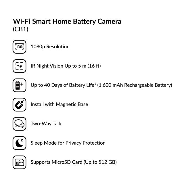 Wi-Fi Smart Home Battery Camera | CB1