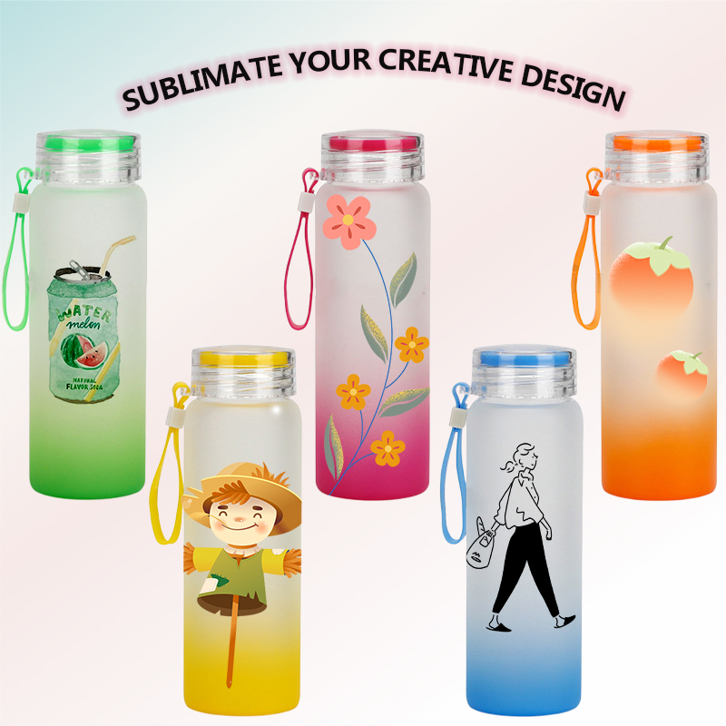 17OZ Gradient Sublimation Mixed Colors Frosted Water Bottles ...