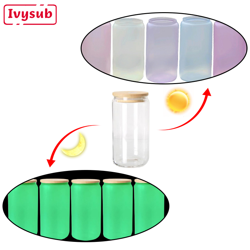16OZ Sublimation Glass Cans UV & Glow in The Dark Sublimation Beer Can ...