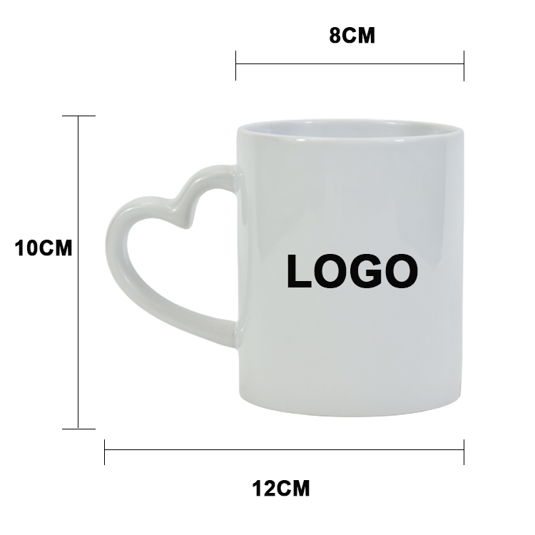 Customized 11oz Heart Handle Ceramic Mugs Colorful Sublimation Ceramic ...