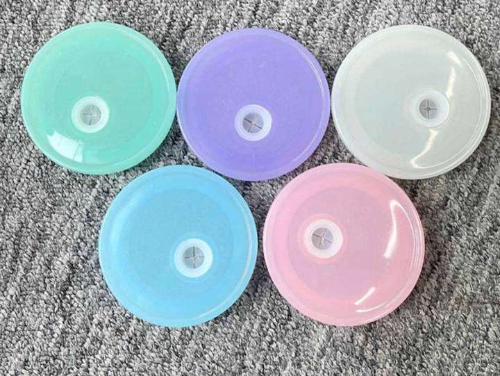 Sublimation 16oz glass tumbler colorful lid 5 color mixed