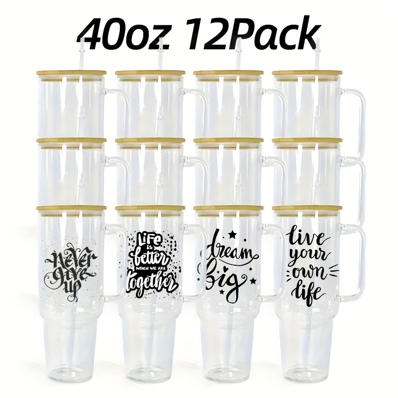 12pcs 32/40oz Sublimation Glass Cups with Handles