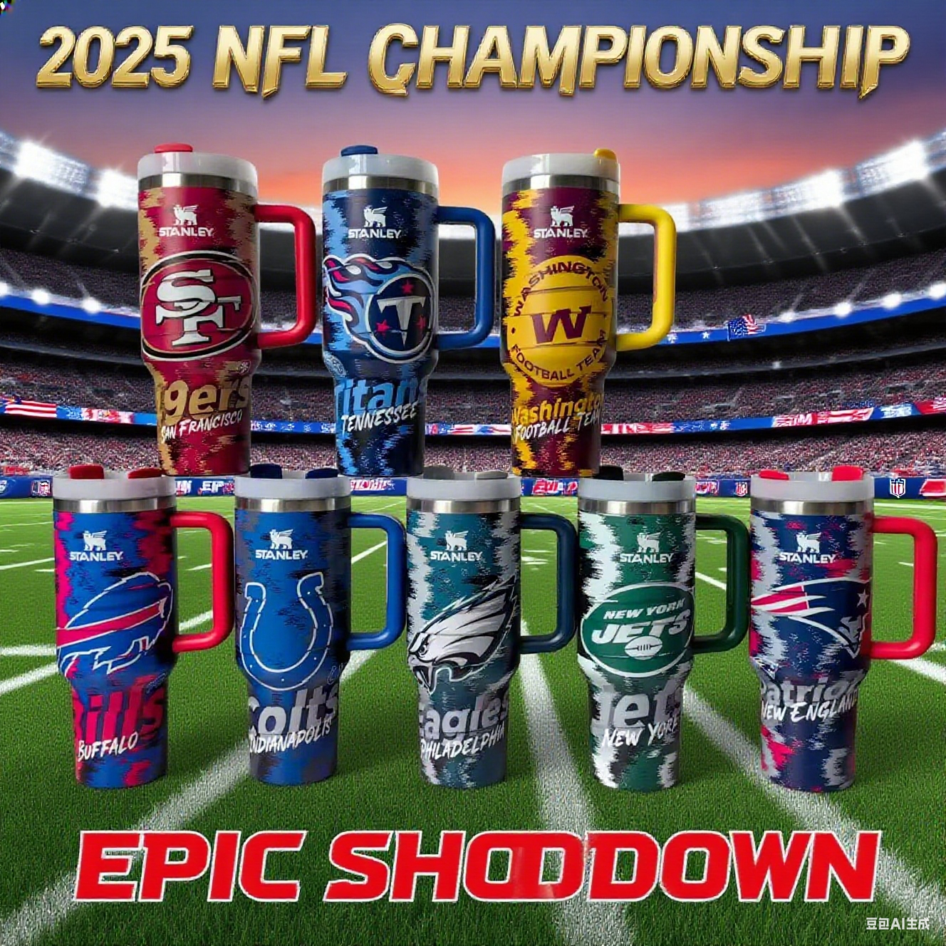 40oz Stanley Stainless Steel Tumbler NFL Football Personalized for ...