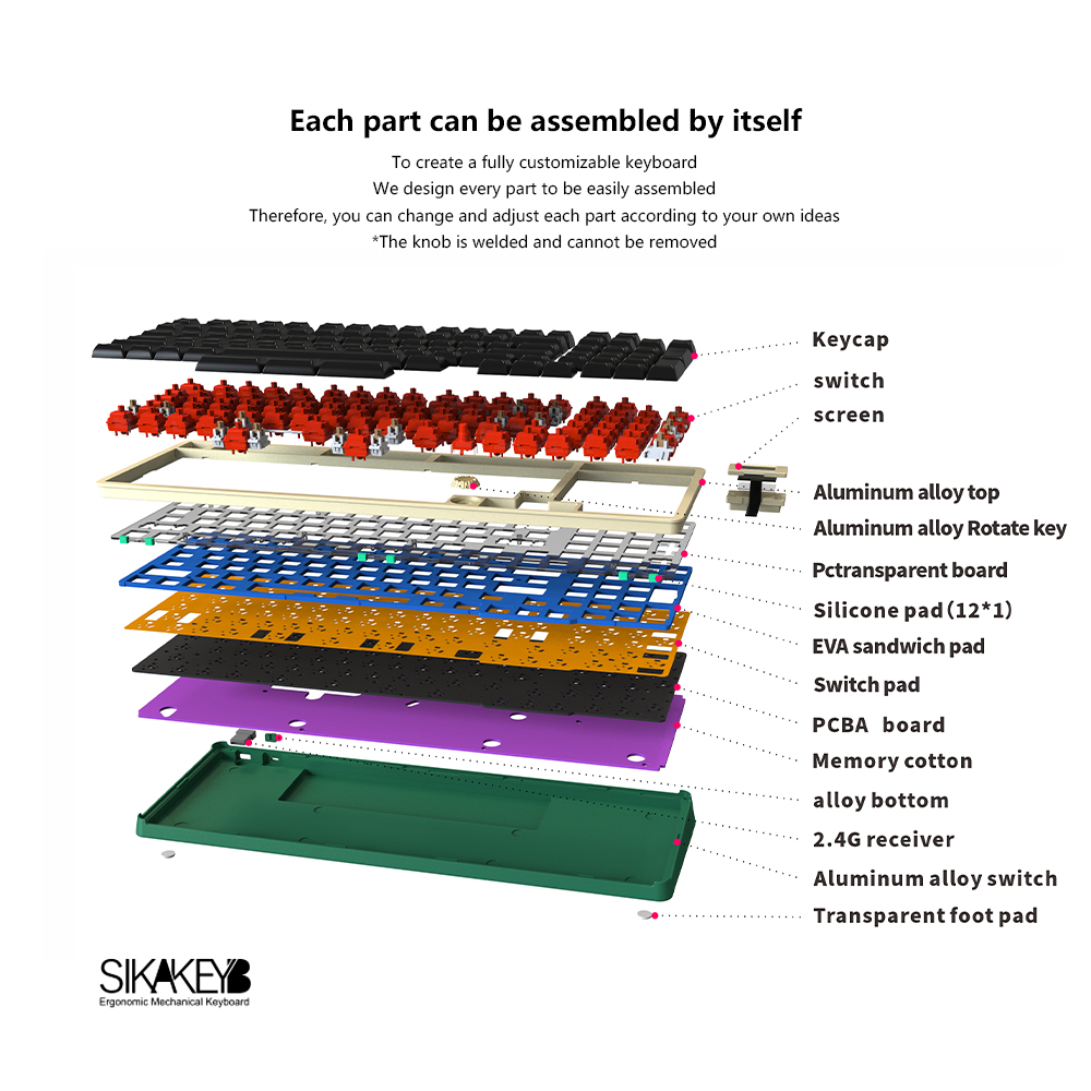 Sikakeyb Sk8 Castle 98 Key %95 Knob screen Mechanical Keyboard Kit