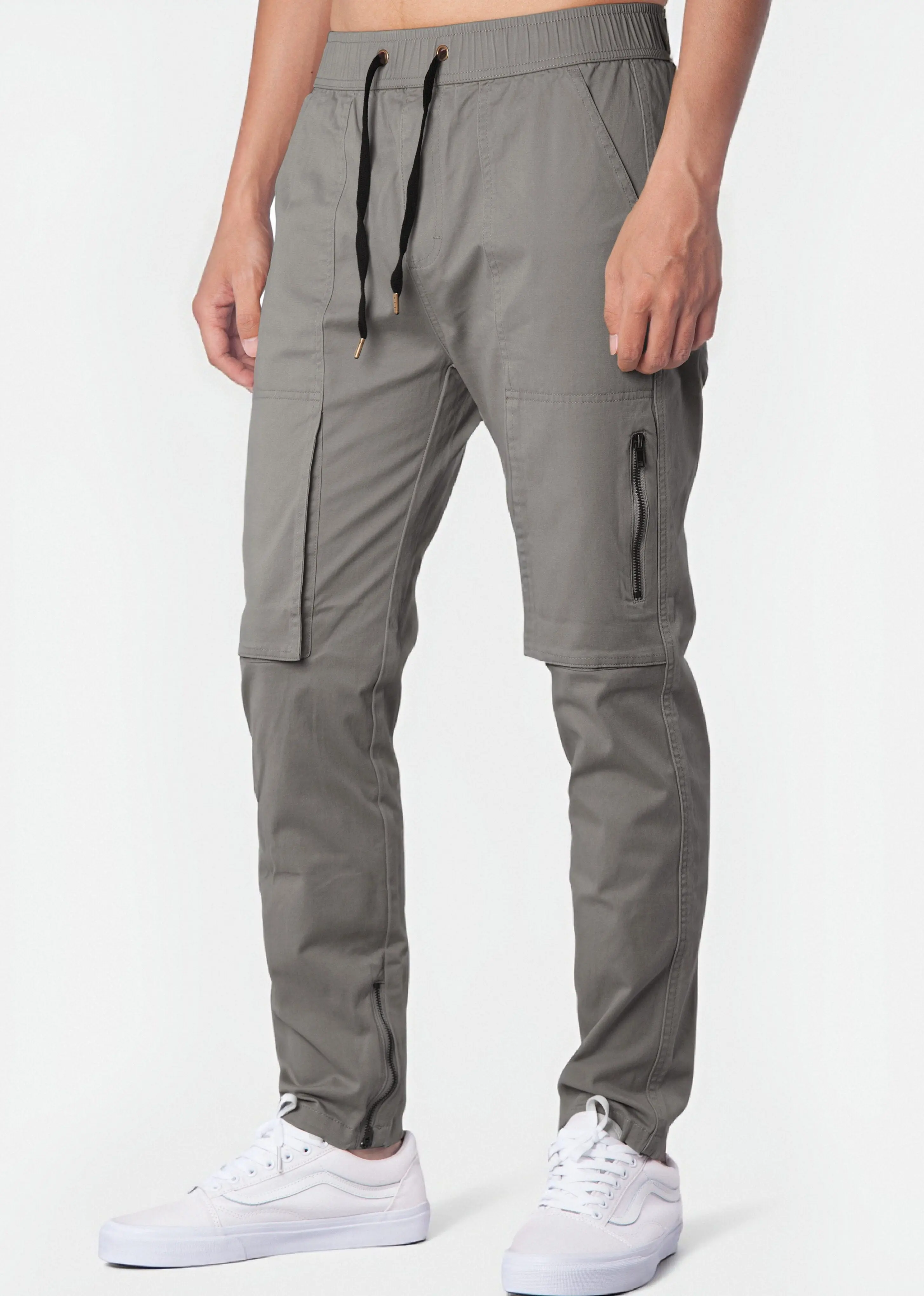 Mens Joggers with Zipper Pockets Mid Grey