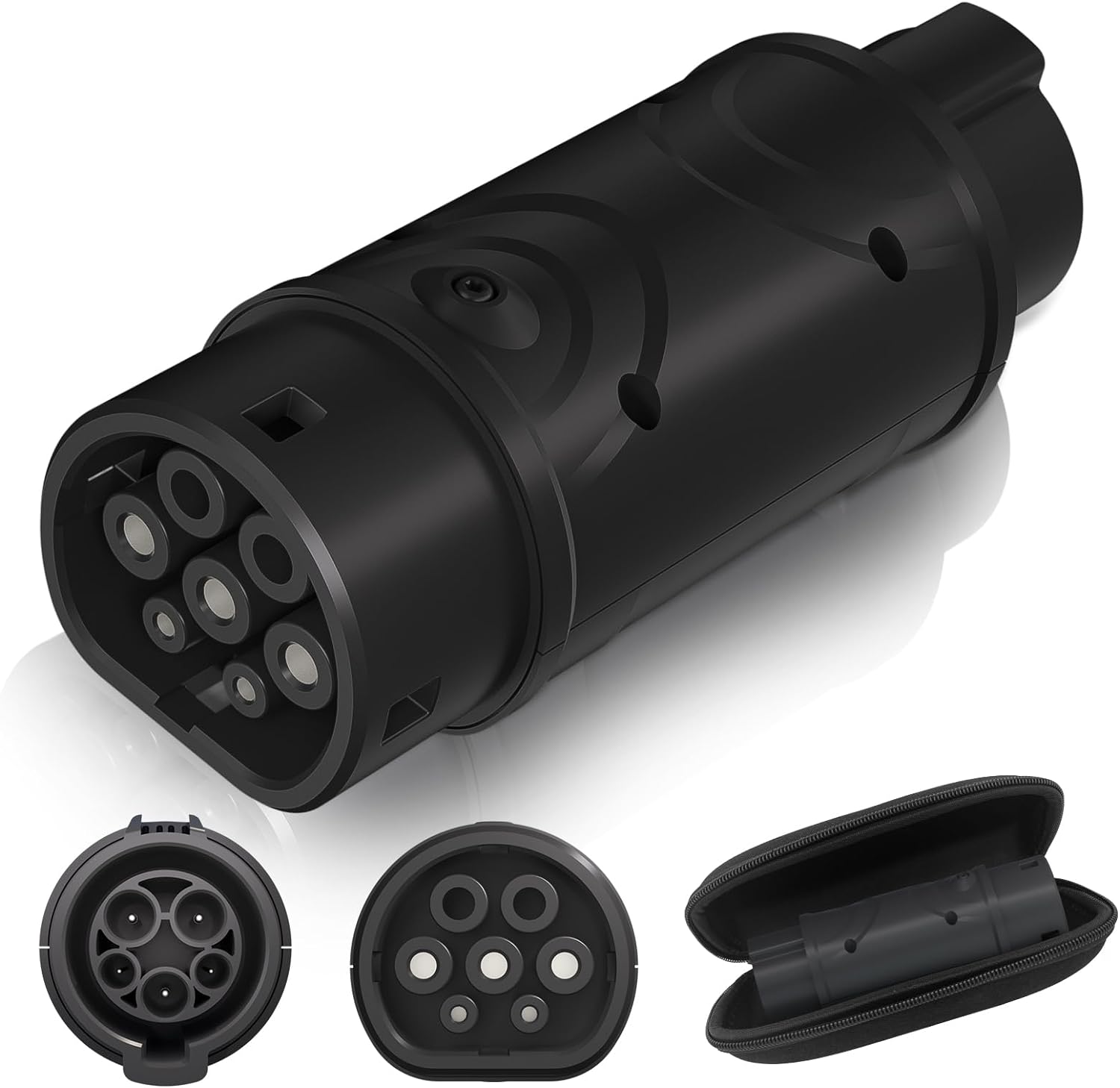 Type 1 to Type 2 EV Adapter, 32A Charger Converter with Storage Bag