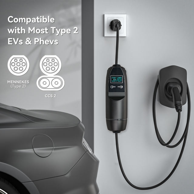 Type 2 Portable EV Charger For All Type 2 EVs With Schuko Plug 5M Cable ...