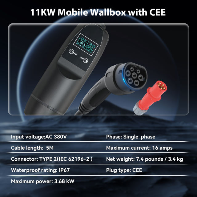 Level 2 Type 2 Portable EV Charger For All Type2 EVs With 5pin CEE Plug ...