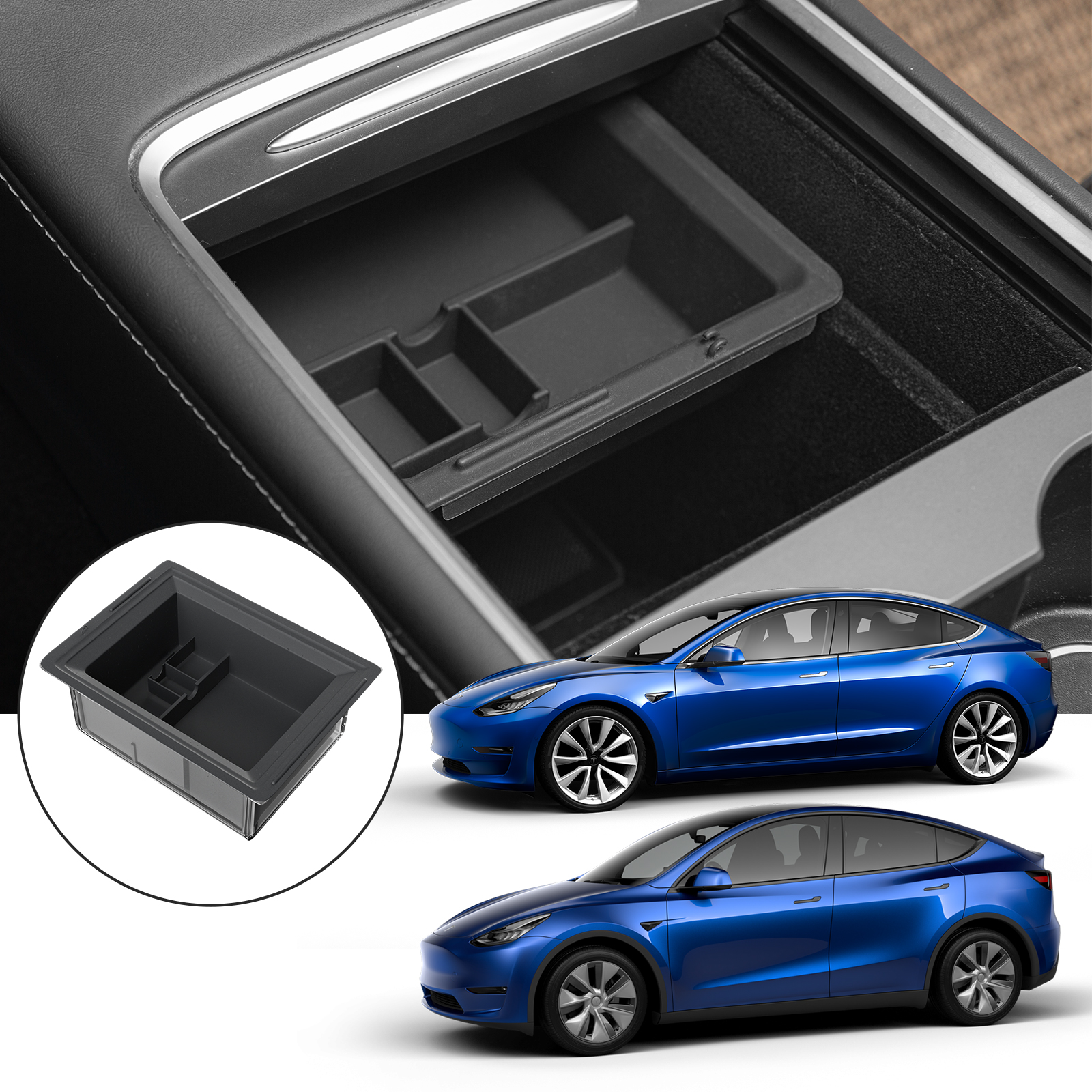 Center Console Organizer Tray for Tesla Model 3/Y (2020-2024), Black ...
