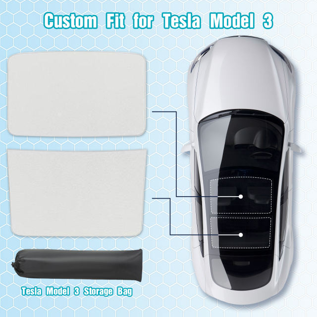 Tesla Model 3 2 Pcs Glass Roof Electrostatic Adhesion Sunshade Sunshade ...