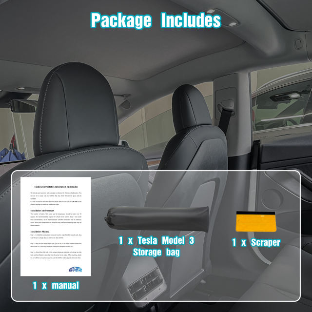 Tesla Model 3 2 Pcs Glass Roof Electrostatic Adhesion Sunshade Sunshade ...