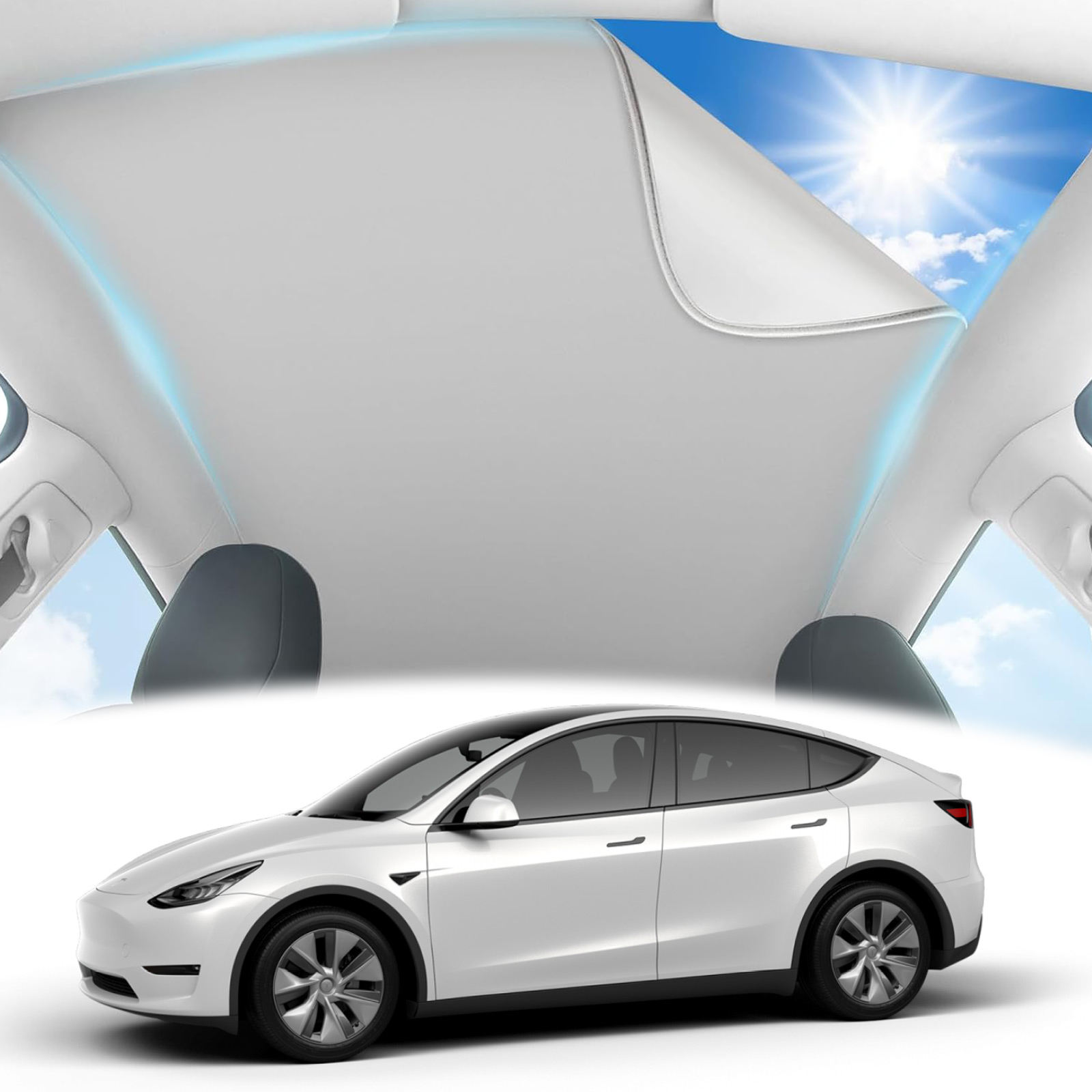 Tesla Model Y Roof Sunshade, Tesla Electrostatic Adhesion Sunshade for ...