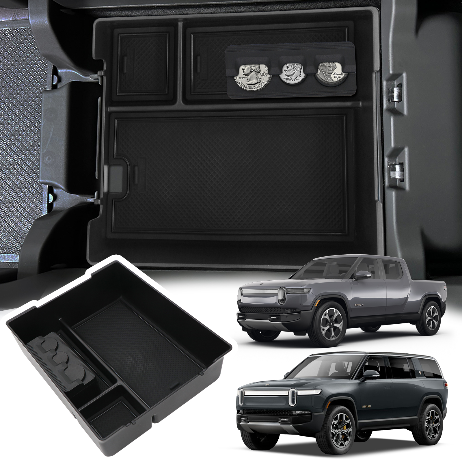 Rivian R1T/R1S Center Console Organizer, 2022-2024 Armrest Storage Box