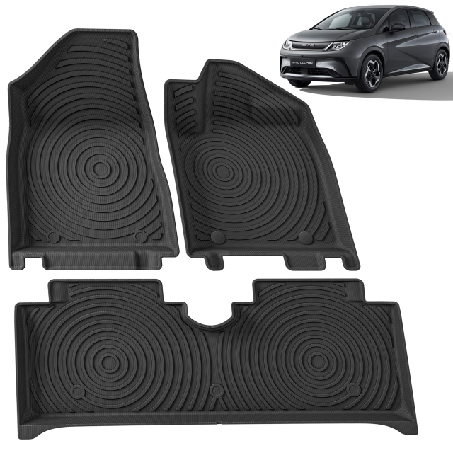 BYD Dolphin TPE Floor Mats Set, 3-Piece All-Weather Waterproof Mats for ...