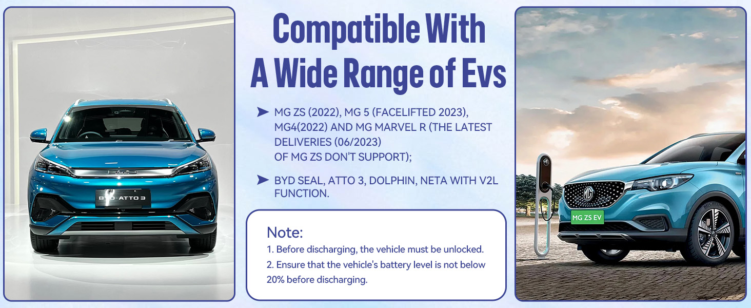 Type 2 V2L Discharging Adapter for BYD, MG, Hyundai