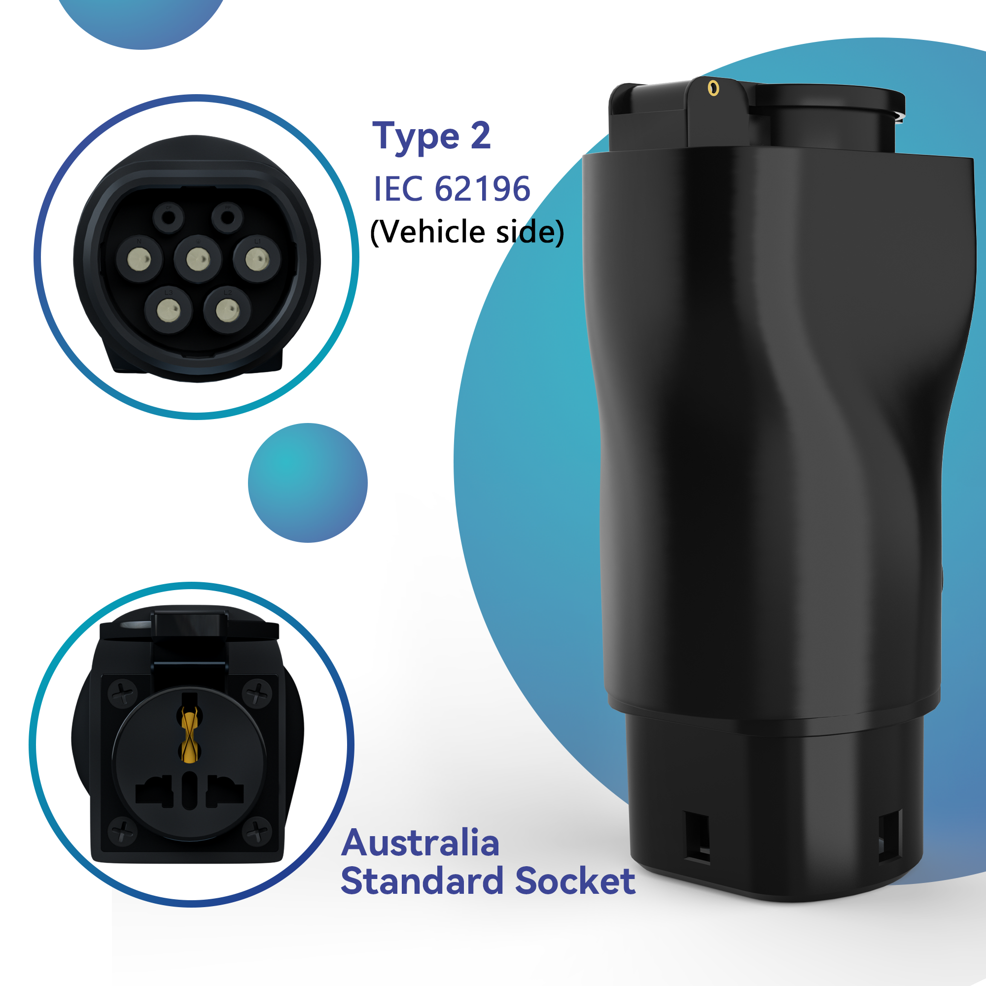 Type 2 V2L Discharging Adapter for BYD, MG, Hyundai