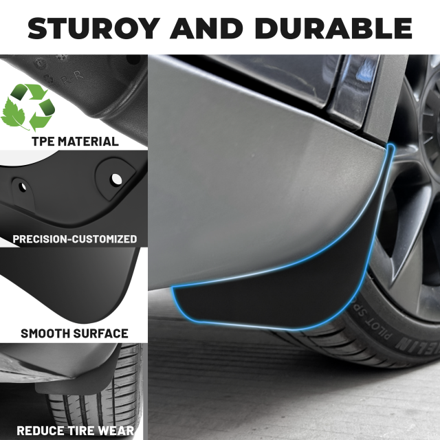 Mud Flaps (2020-2024) for Tesla Model Y - 4-Piece Set, No Drilling