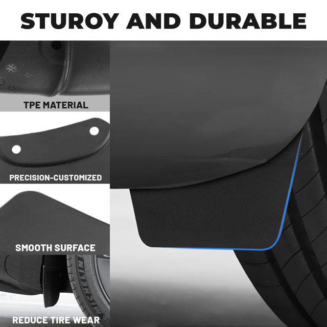 Mud Flaps 2020-2023 for Tesla Model 3 – No-Drilling, 4-Piece Set