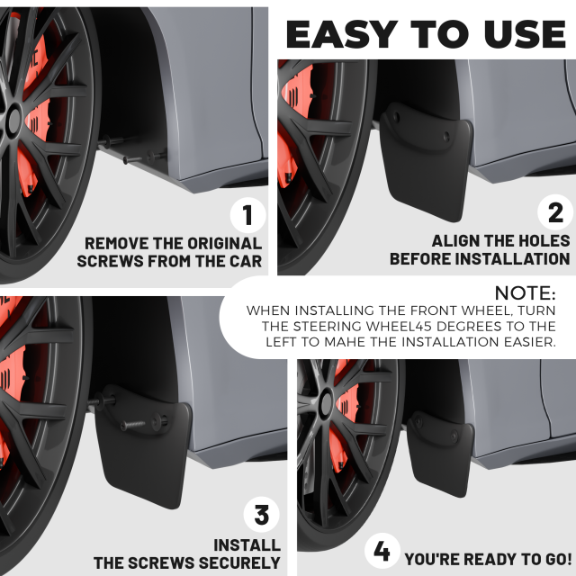 Mud Flaps 2020-2023 for Tesla Model 3 – No-Drilling, 4-Piece Set