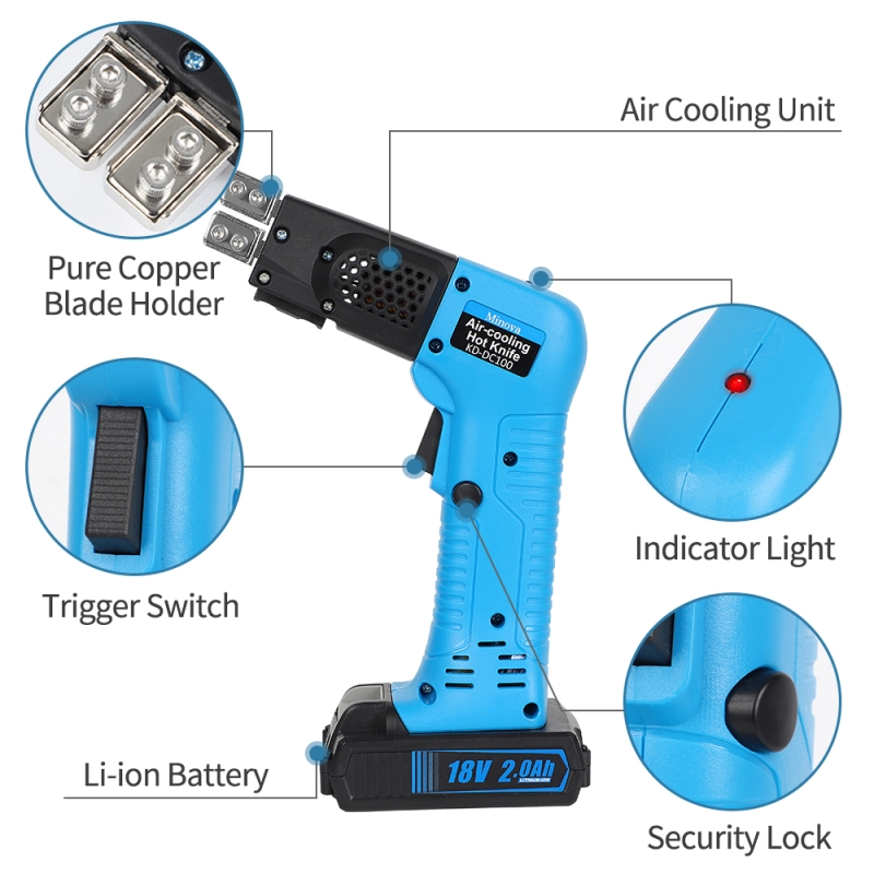 MINOVA Cordless Air Cooled Pro Electric Hot Knife Foam Cutter KD-DC-100