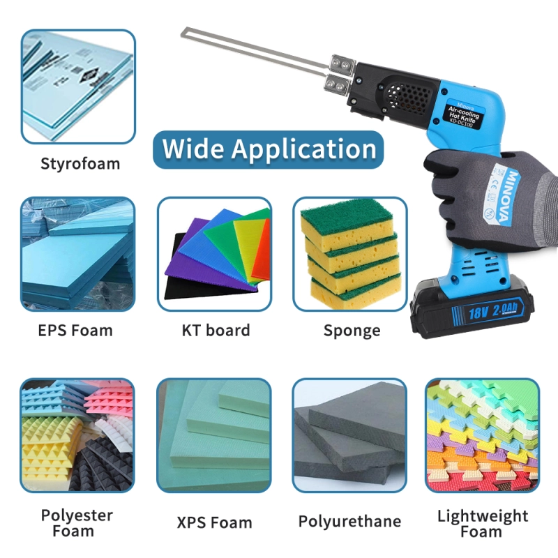 MINOVA Cordless Air Cooled Pro Electric Hot Knife Foam Cutter KD-DC-100