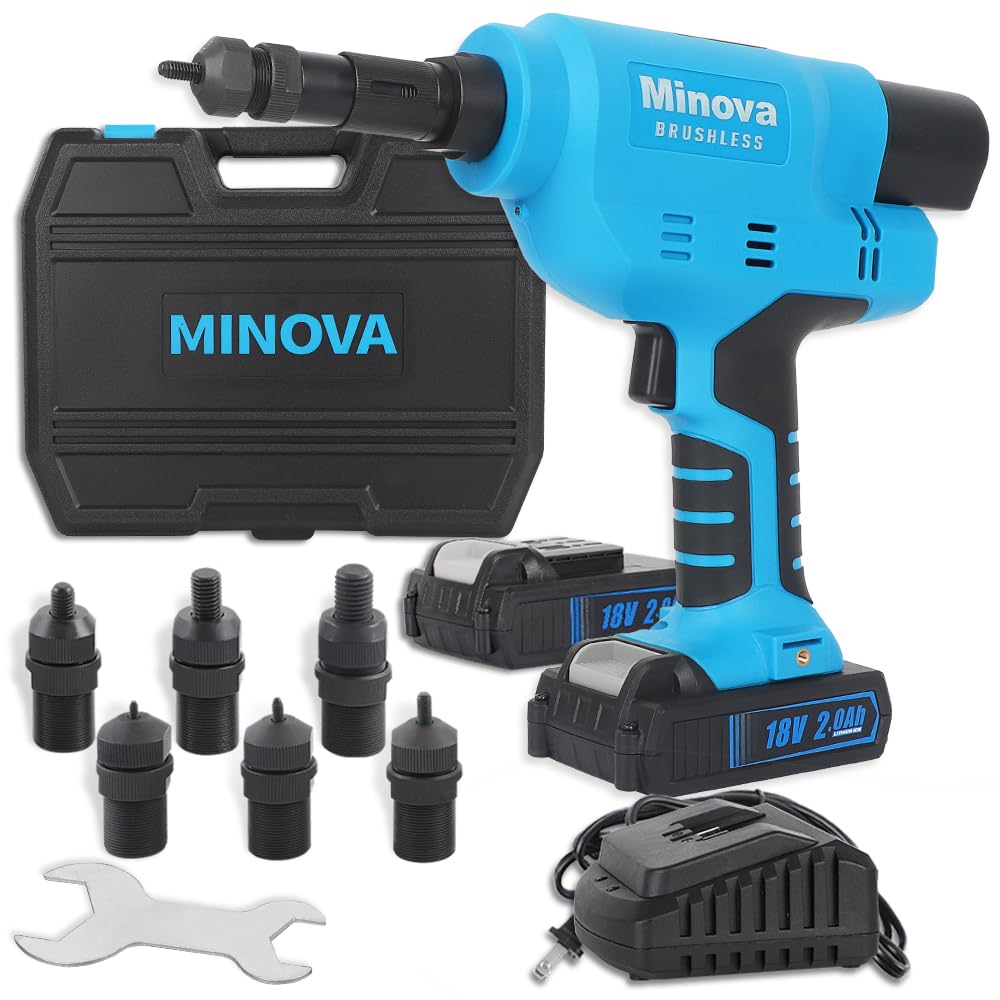 MINOVA KD-04X Electric Brushless Rivet Nut Gun Set with Case (Cordless ...