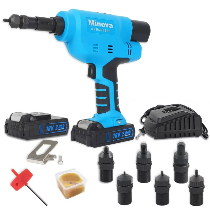 MINOVA KD-04X Electric Brushless Rivet Nut Gun Set with Case (Cordless ...