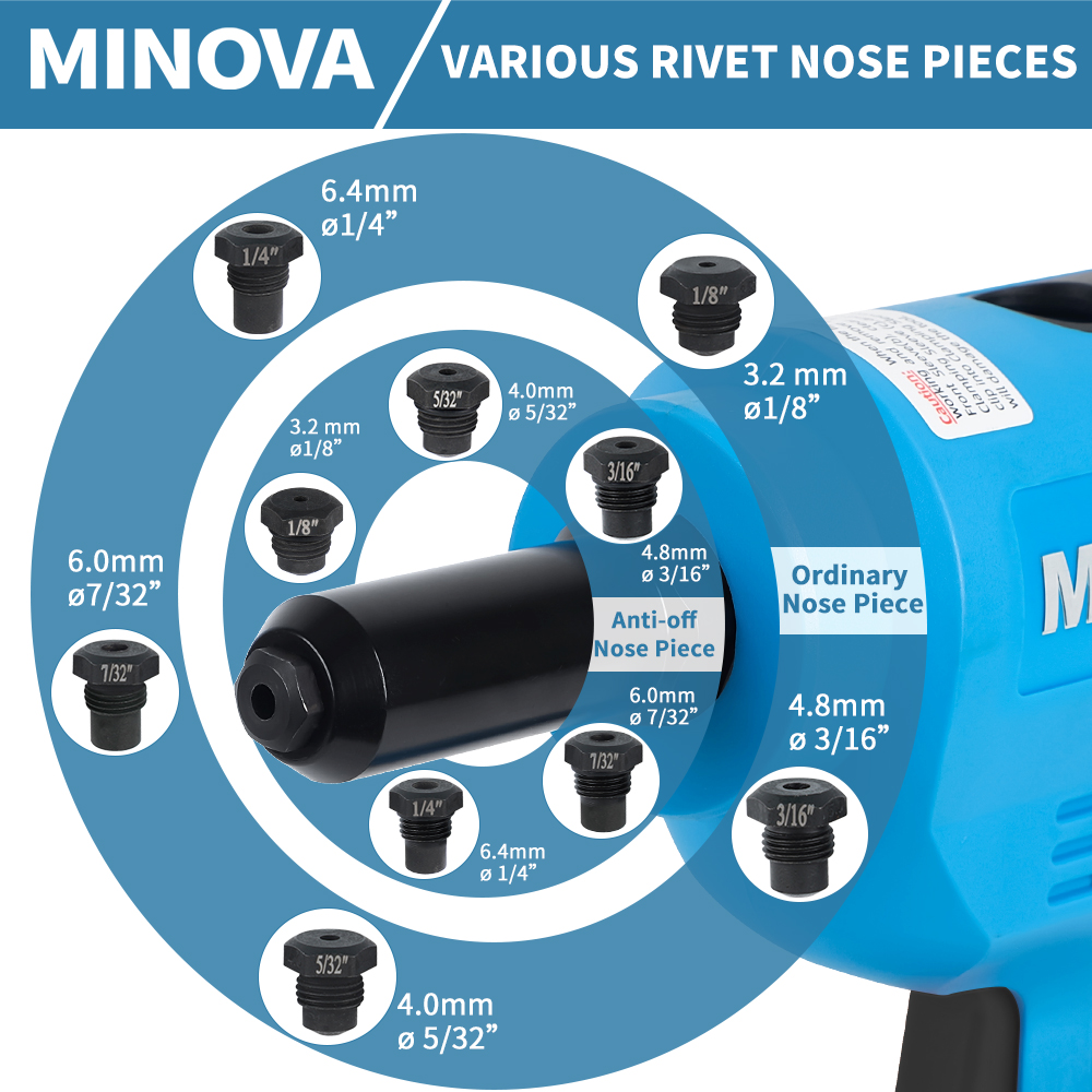 MINOVA 18V Brushless Rivet Gun KD-02X+ Battery Rivet Tool