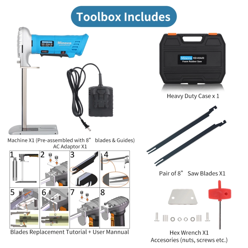 MINOVA Brushless Foam Rubber Cutter 8” Kit KD-03A