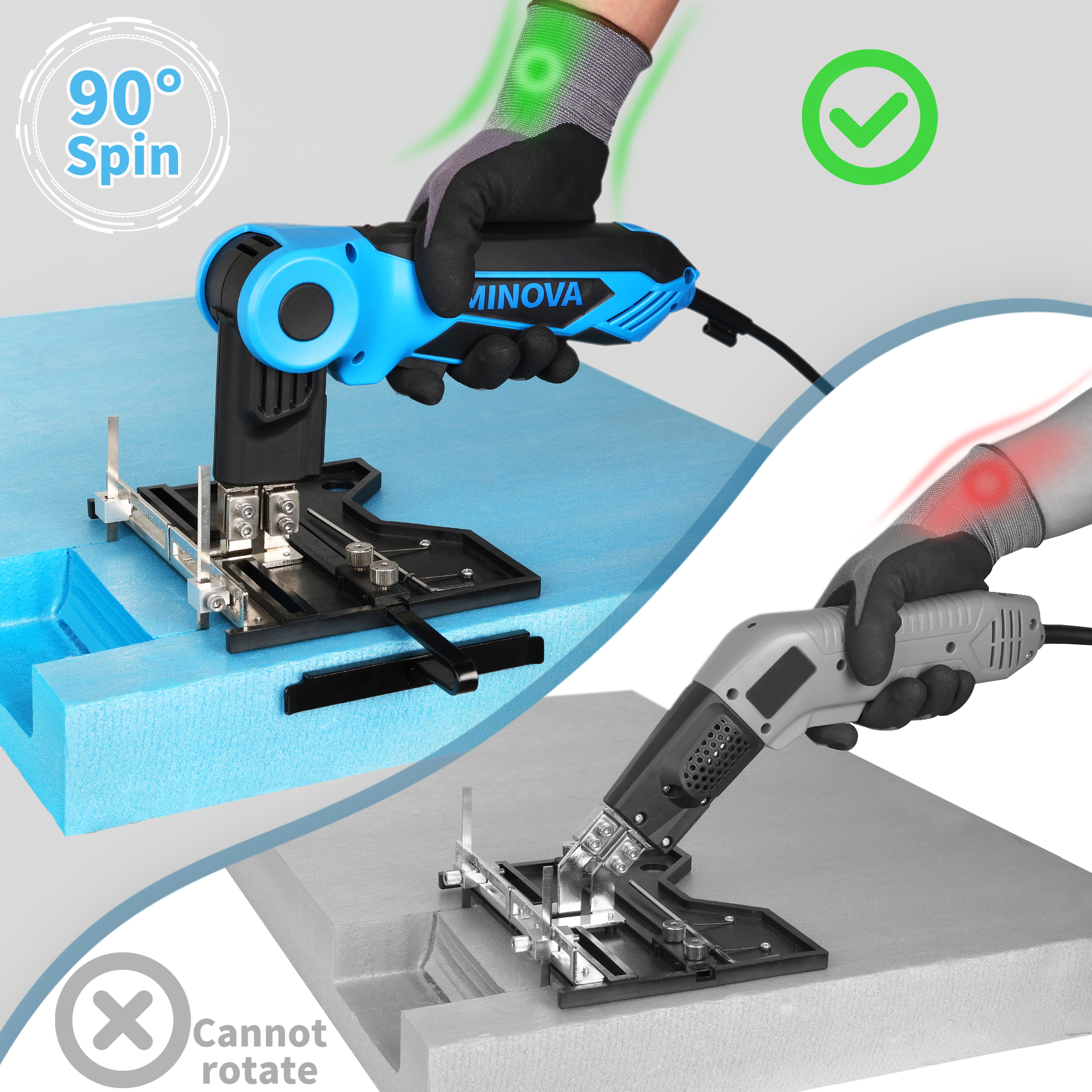 250W AC Rotatable Electric Hot Knife, 6 Blades Foam Cutter Cutting Tool ...