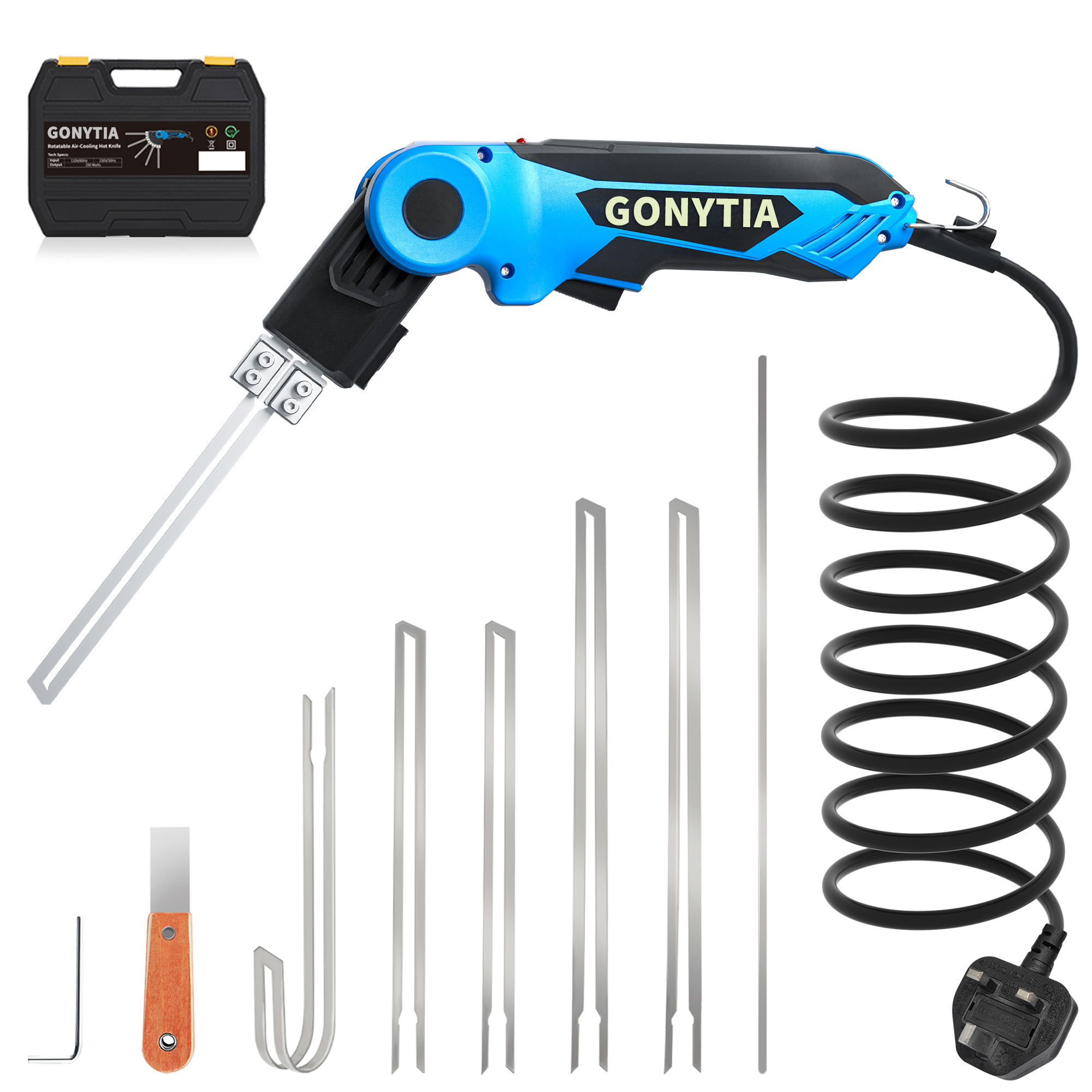 250W AC Rotatable Electric Hot Knife, 6 Blades Foam Cutter Cutting Tool ...