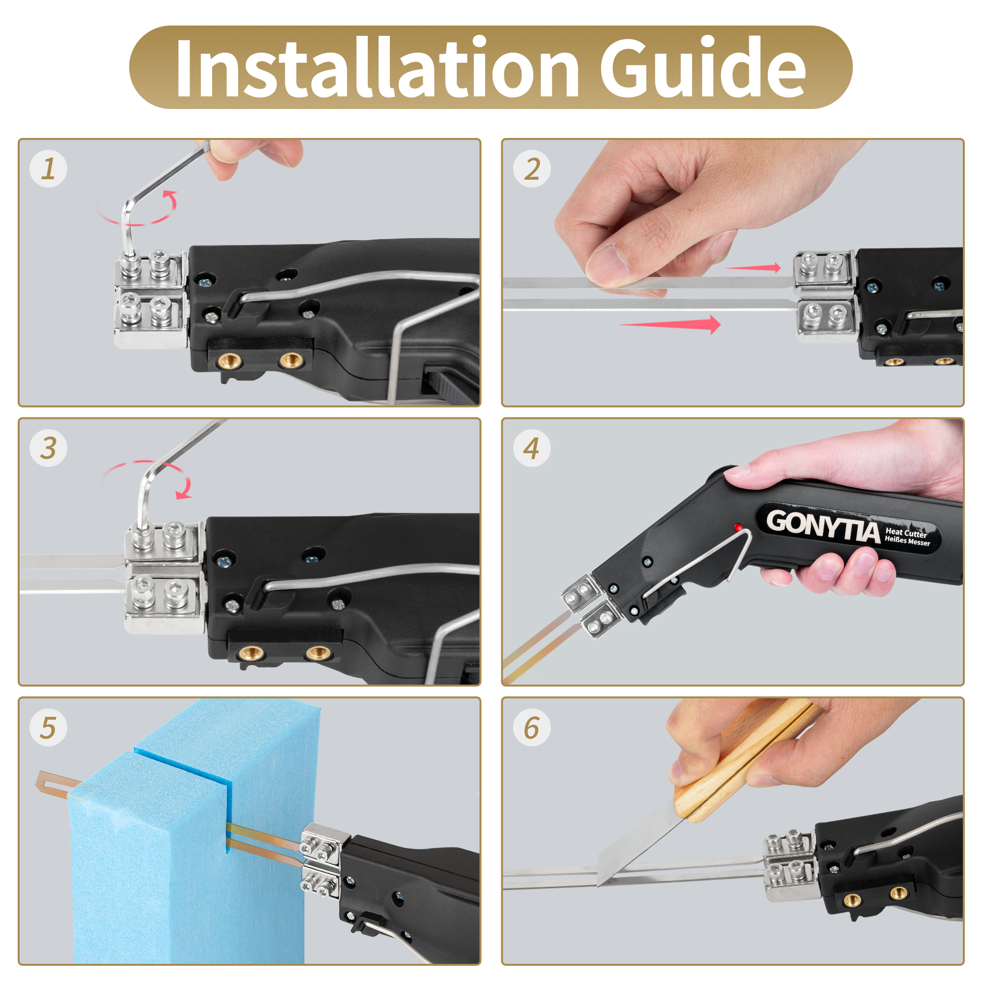 GONYTIA KD-5 Three Blades Hot Knife Foam Cutter