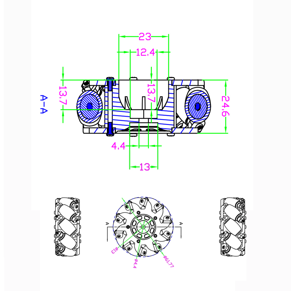 Omnidirectional AGV Mecanum Wheel 48mm omni wheel Omnidirectional robot ...