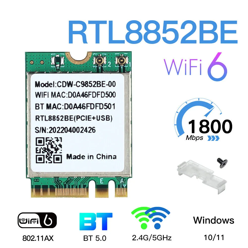 Wi-Fi 6 module CDW-C9852BE Realtek RTL8852BE NGFF M.2 2230 wifi card 2 ...