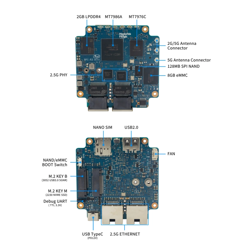 BPI-R3 Mini Router board with MediaTek MT7986(Filogic 830),support Wi ...