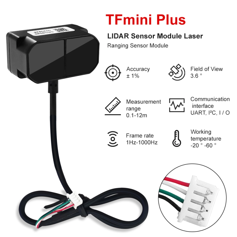 Benewake TFmini-Plus - 0.1-12m, IP65, 70 Klux, Single-Point, UART/IIC - Drone Lidar Sensor
