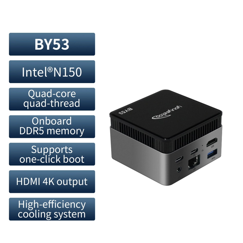 Intel N150 MINI PC youyeetoo BY53, 12GB LPDDR5, Fanless Windows 11 Pro ...