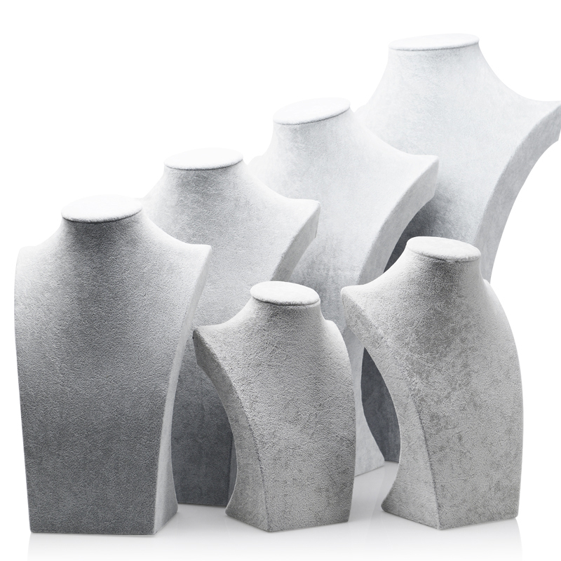 FANXI RX021 Factory Handmade Gray Ice Velvet Jewelry Display Busts ...