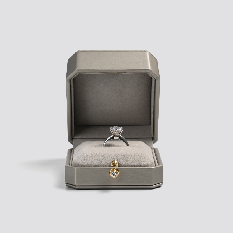 Luxury custom pu leather engagement ring box,Octagonal shape box